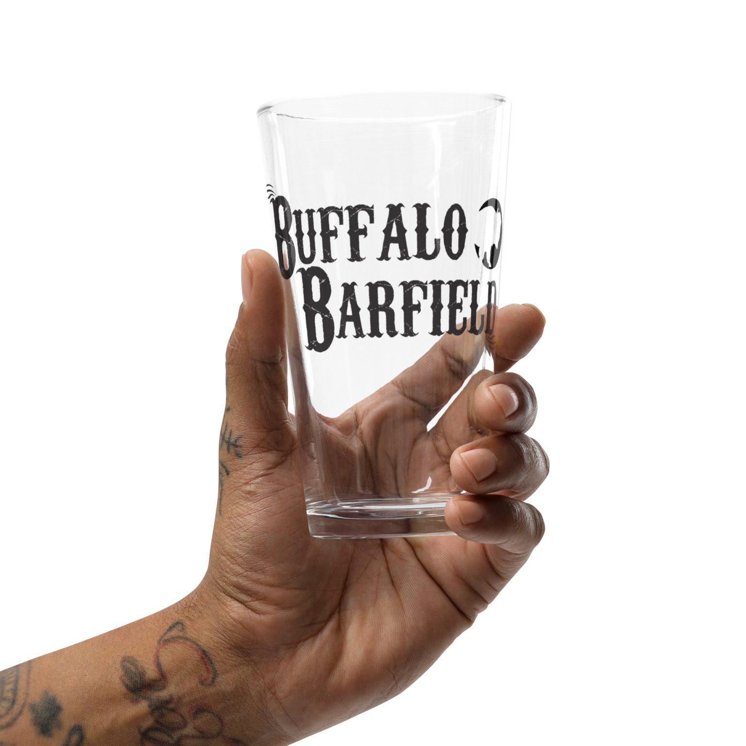 Logo Shaker pint glass | Buffalo Barfield and Unheard of Entertainment